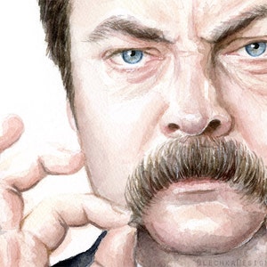 Ron Swanson Watercolor Portrait, Parks and Rec Art, Giclee Art Print - Etsy