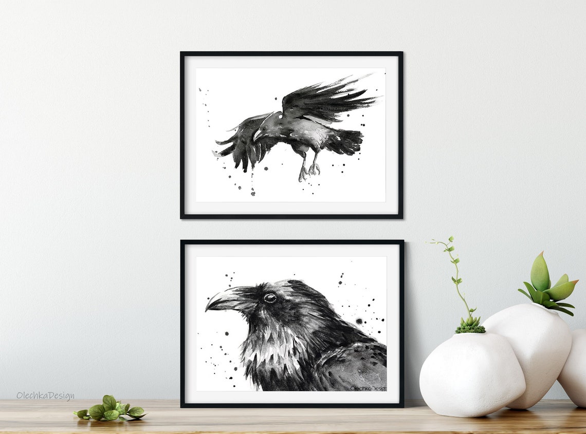 Raven Art Raven Prints Raven Wall Art Raven Art Prints | Etsy