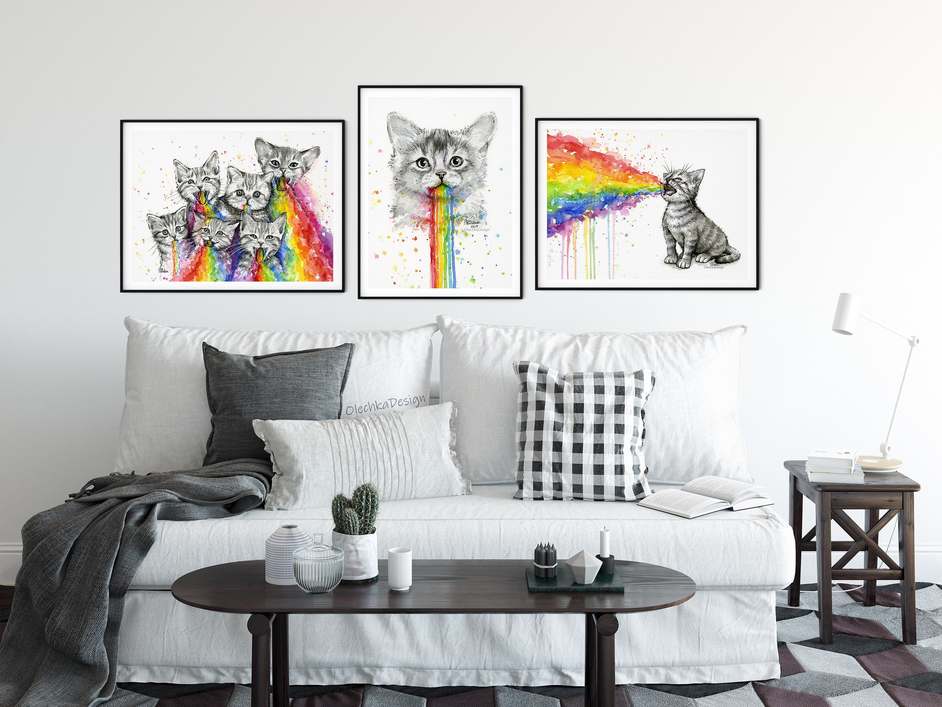 Cat Wall Art Kittens Puking Rainbows Rainbow Vomit Animals | Etsy