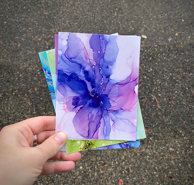 Abstract Art Postcards Set of 5 Cards Fluid Art Painting - Etsy