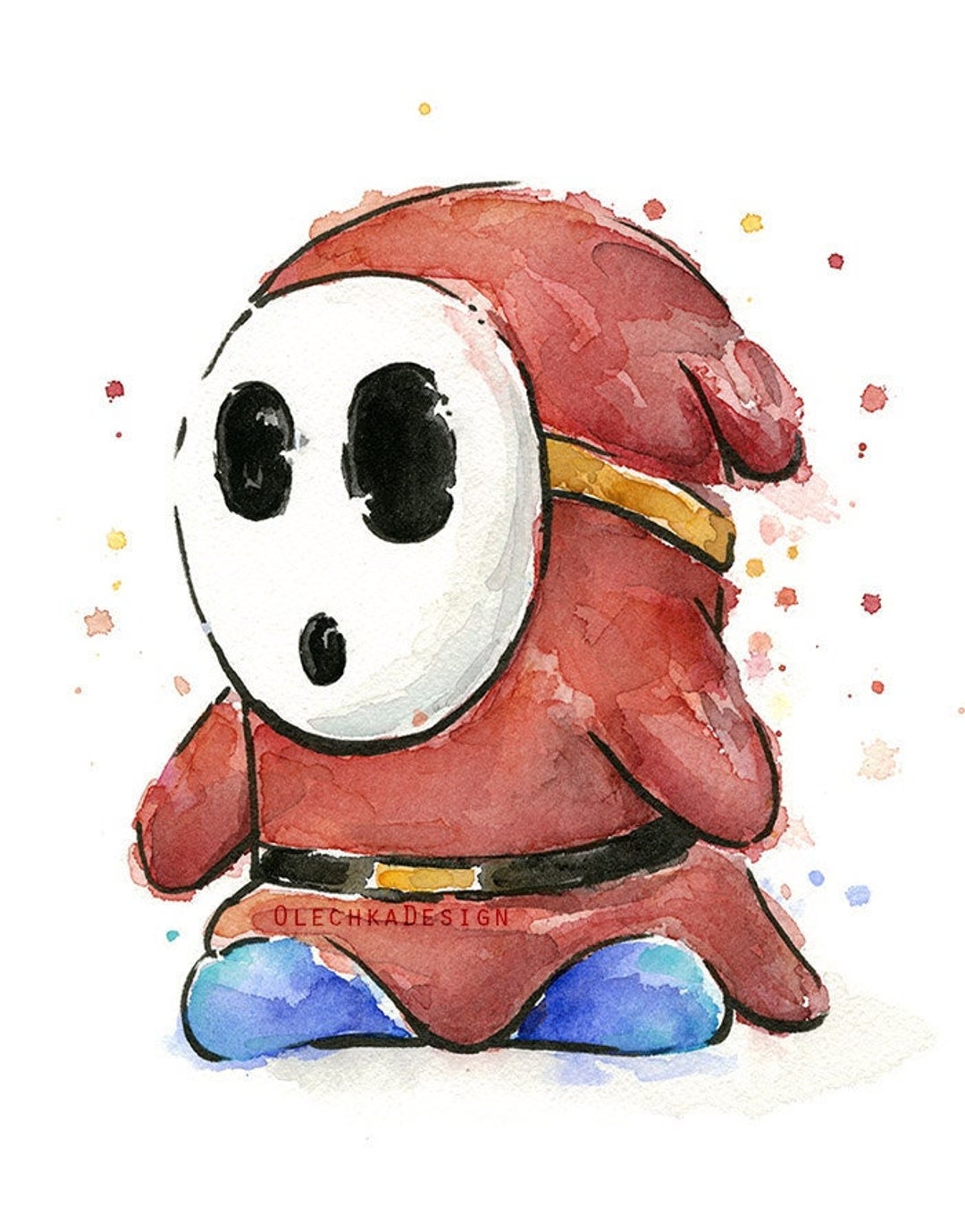 Shy Guy Watercolor Art Print, Mario Fan Art, Art Geek Videogame Print ...