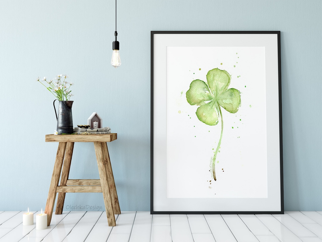 Clover Art Print Four Leaf Clover Print Clover Watercolor - Etsy