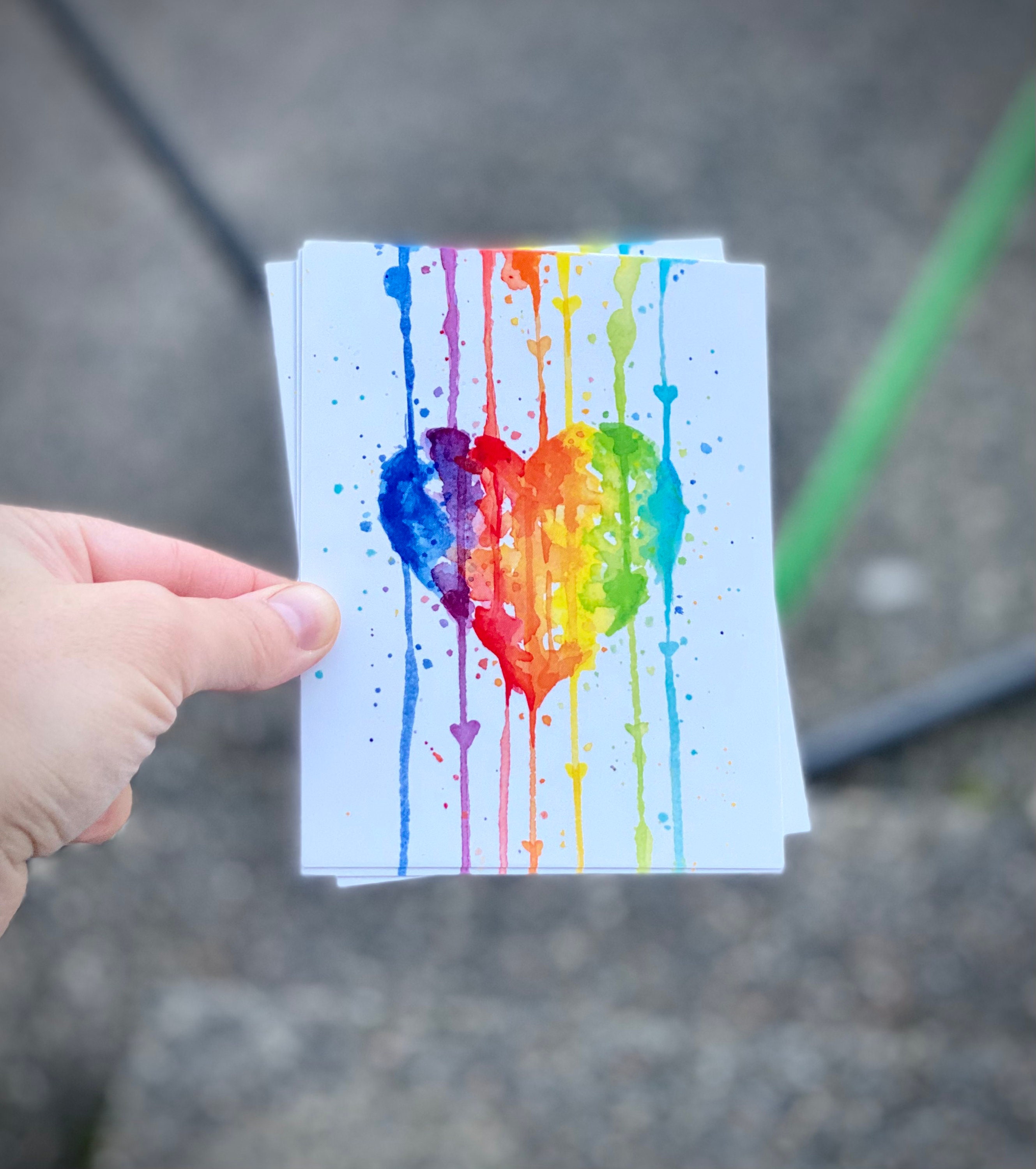 Rainbow Heart Postcards Colorful Postcards Rainbow Art | Etsy