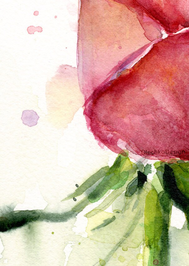 Rose Art Rose Wall Art Flower Art Print Watercolor Rose | Etsy