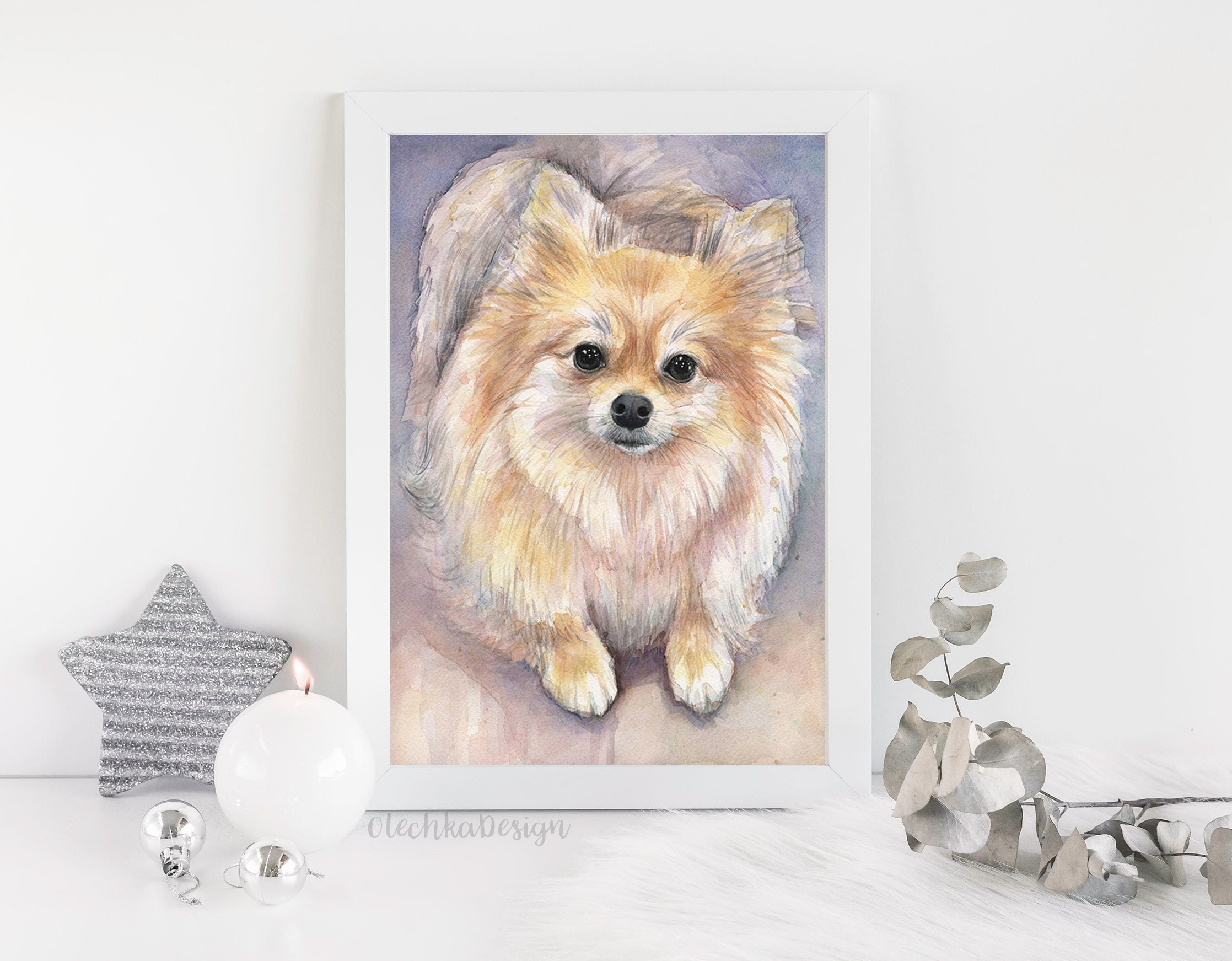Pomeranian Art Print, Pom Art, Pom Painting, Animal Painting, Dog ...