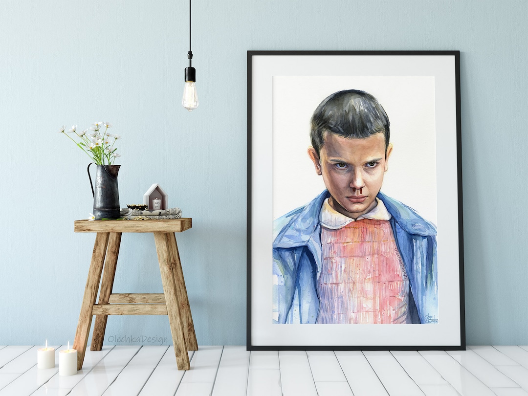 Stranger Things Print, Eleven Portrait, Watercolor Art Print, Stranger ...