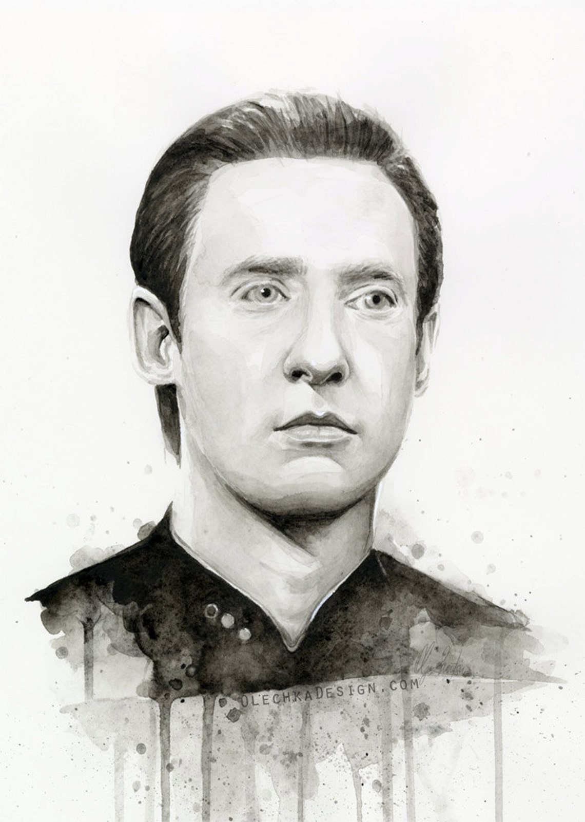Data Portrait, Original Painting of Data as Sherlock, Brent Spiner Fan ...