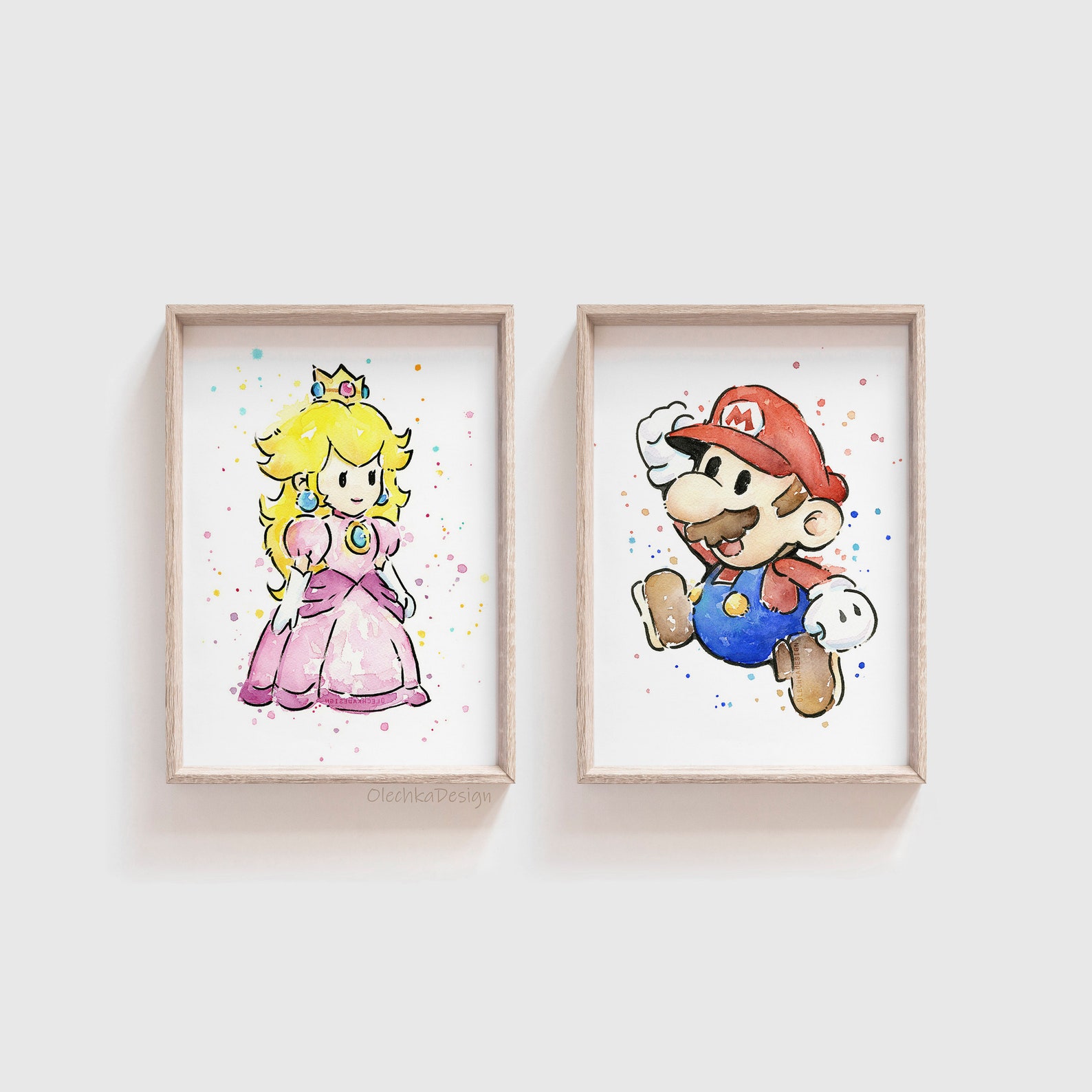Mario Art Prints Video Game Art Mario Painting Watercolor | Etsy
