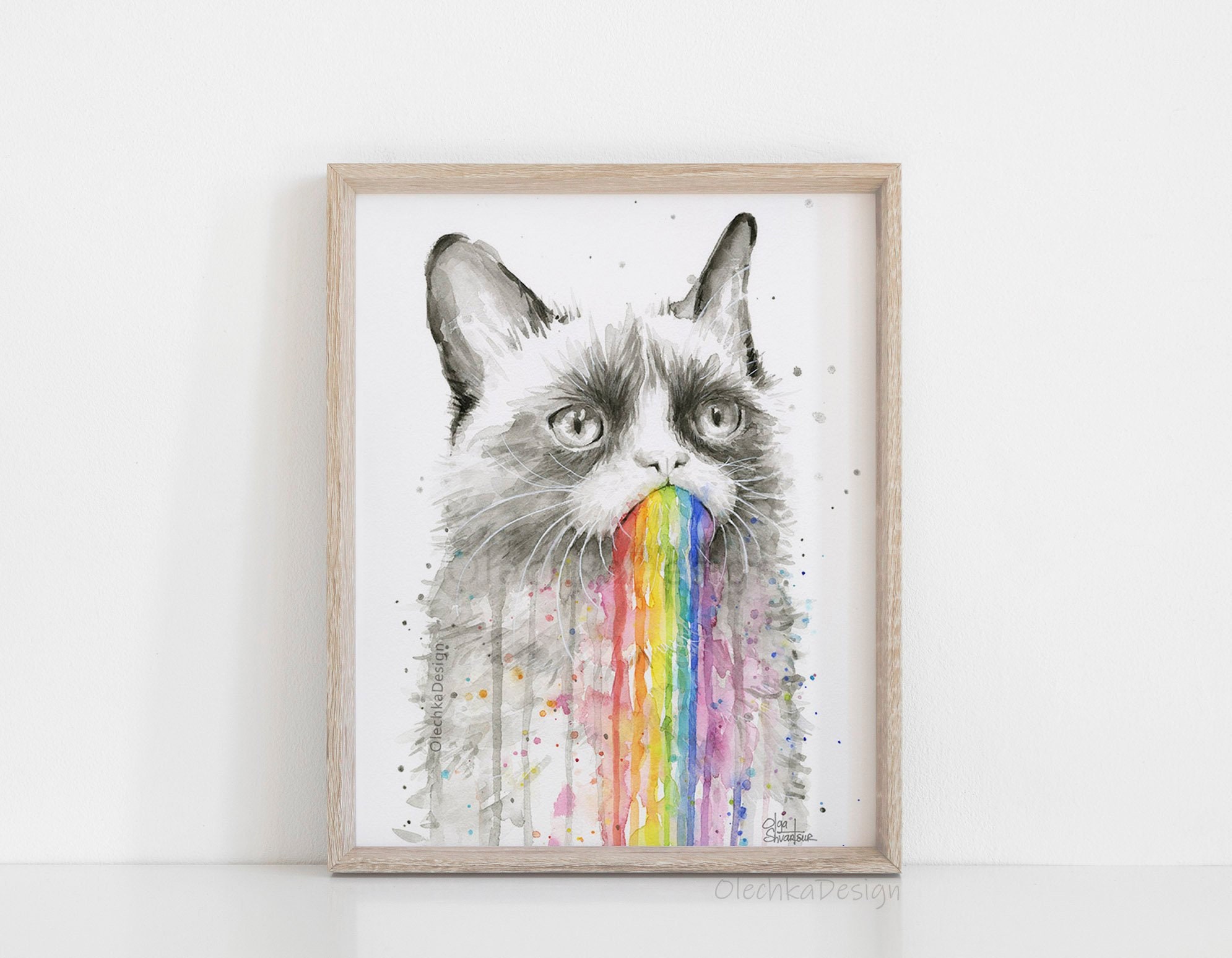 Funny Cat Art, Grumpy Cat, Grumpy Cat Art, Grumpy Cat Painting, Animal ...