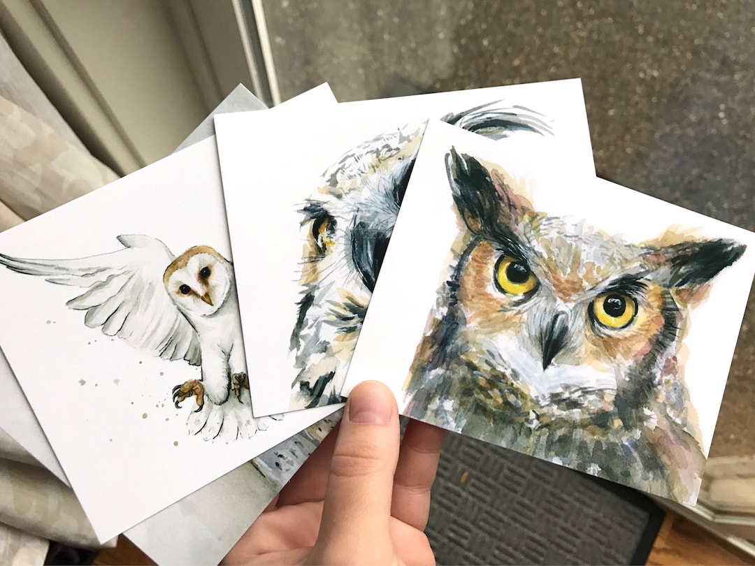 Owls Postcards, Postcard Set, Postcards for Kids, Owl Cards, Owl ...