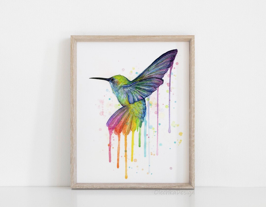 Hummingbird Print, Hummingbird Wall Art, Rainbow Hummingbird, Colorful ...