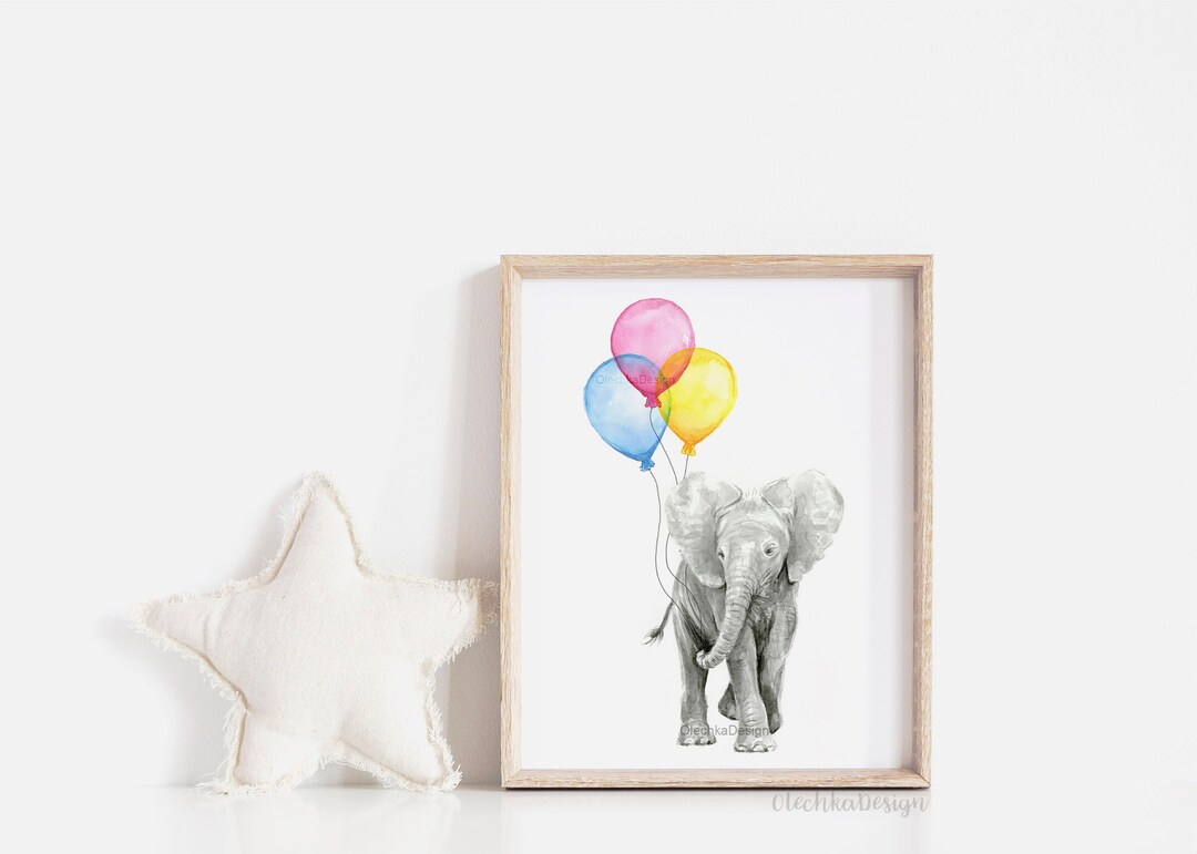 Baby Nursery Art Print, Elephant Print, Elephant Print, Baby Elephant ...