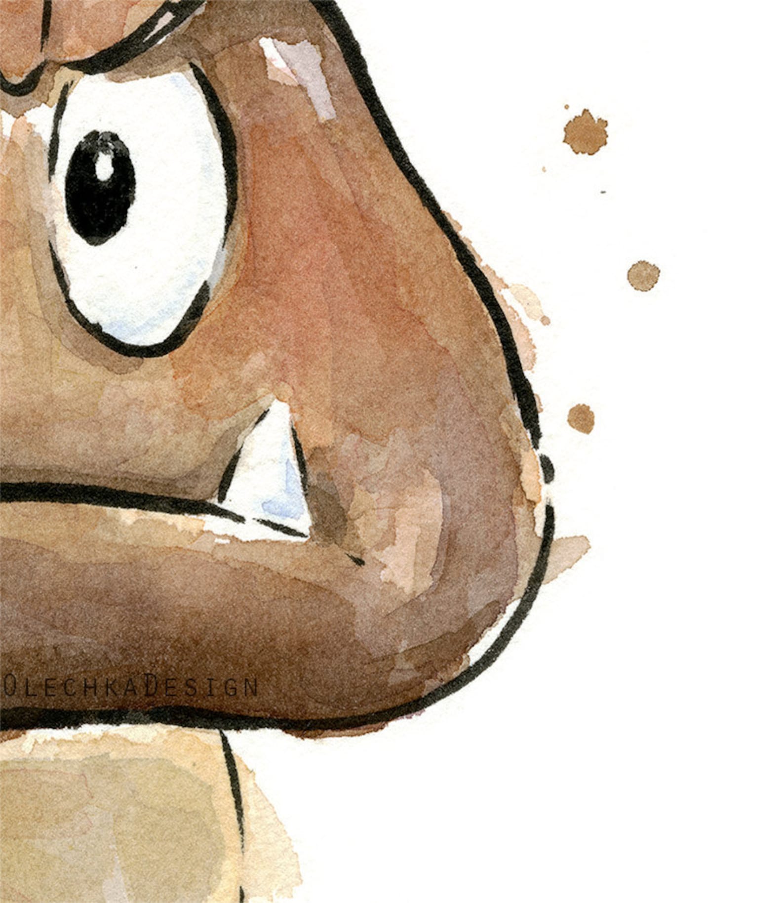 Goomba Art Goomba Watercolor Art Print Mario Wall Art Mario - Etsy