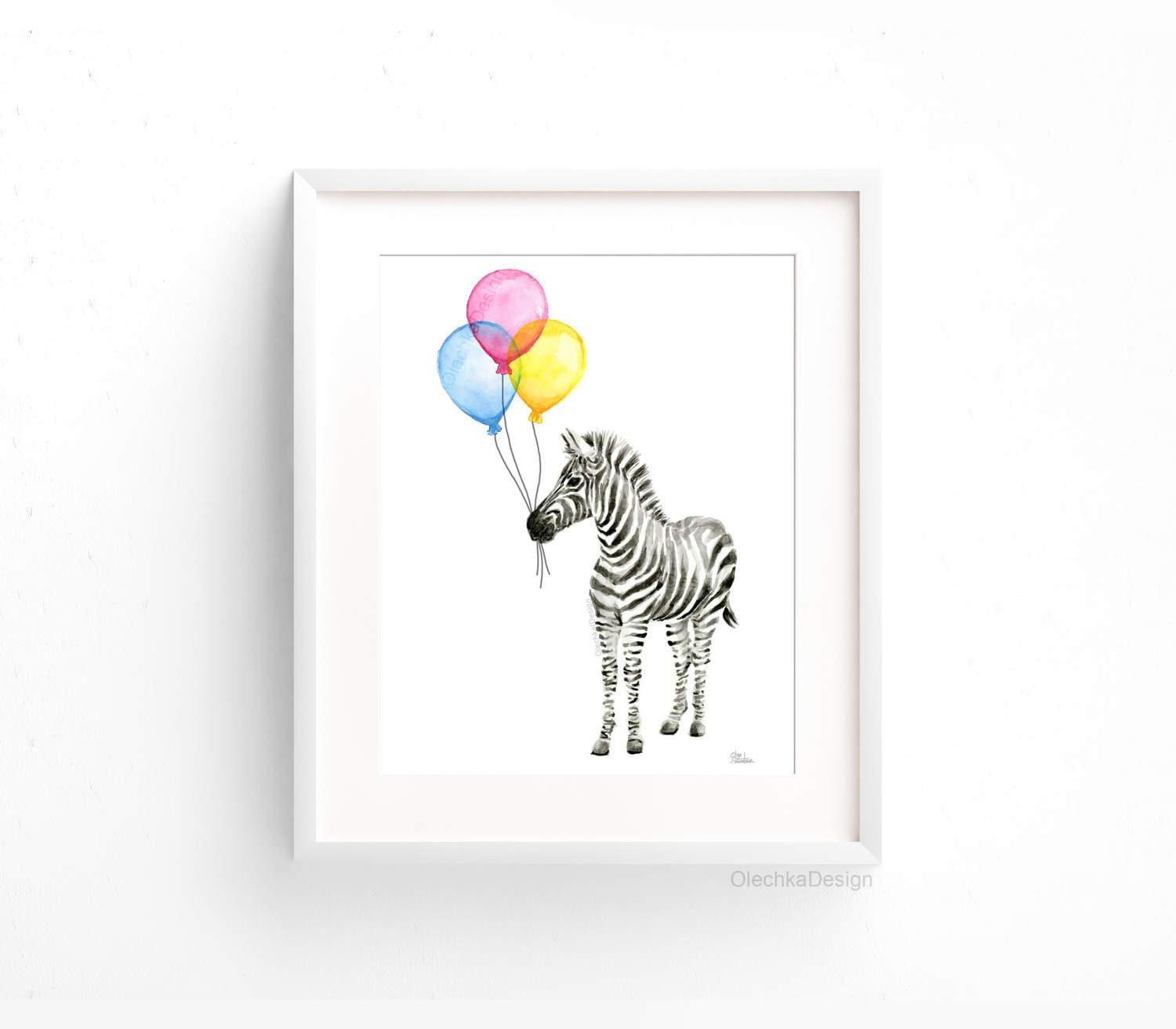 Zebra Art Print Zebra Nursery Print Animal Balloons Zebra | Etsy