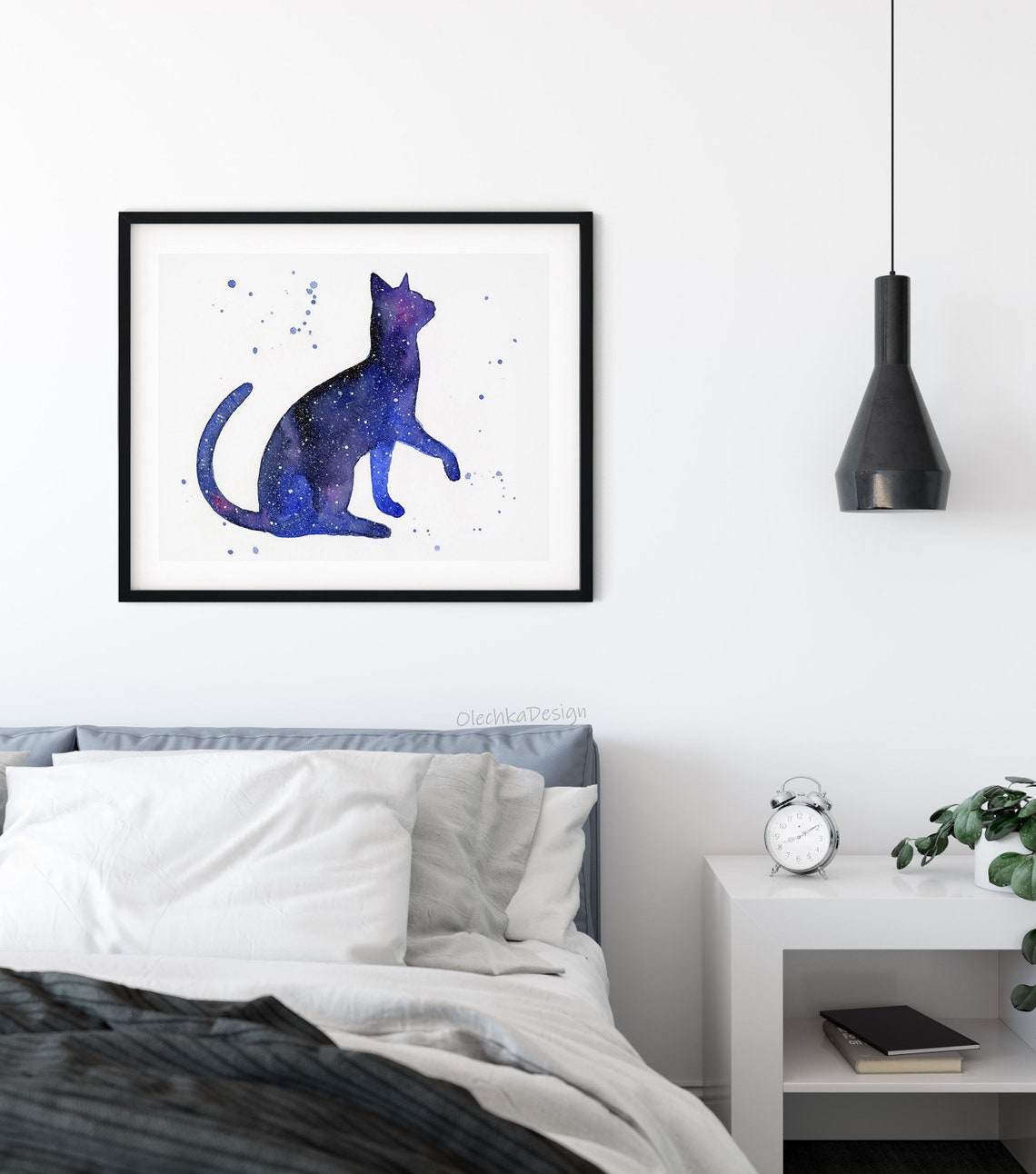 Galaxy Cat Space Cat Watercolor Galaxy Cat Print Cat Wall - Etsy