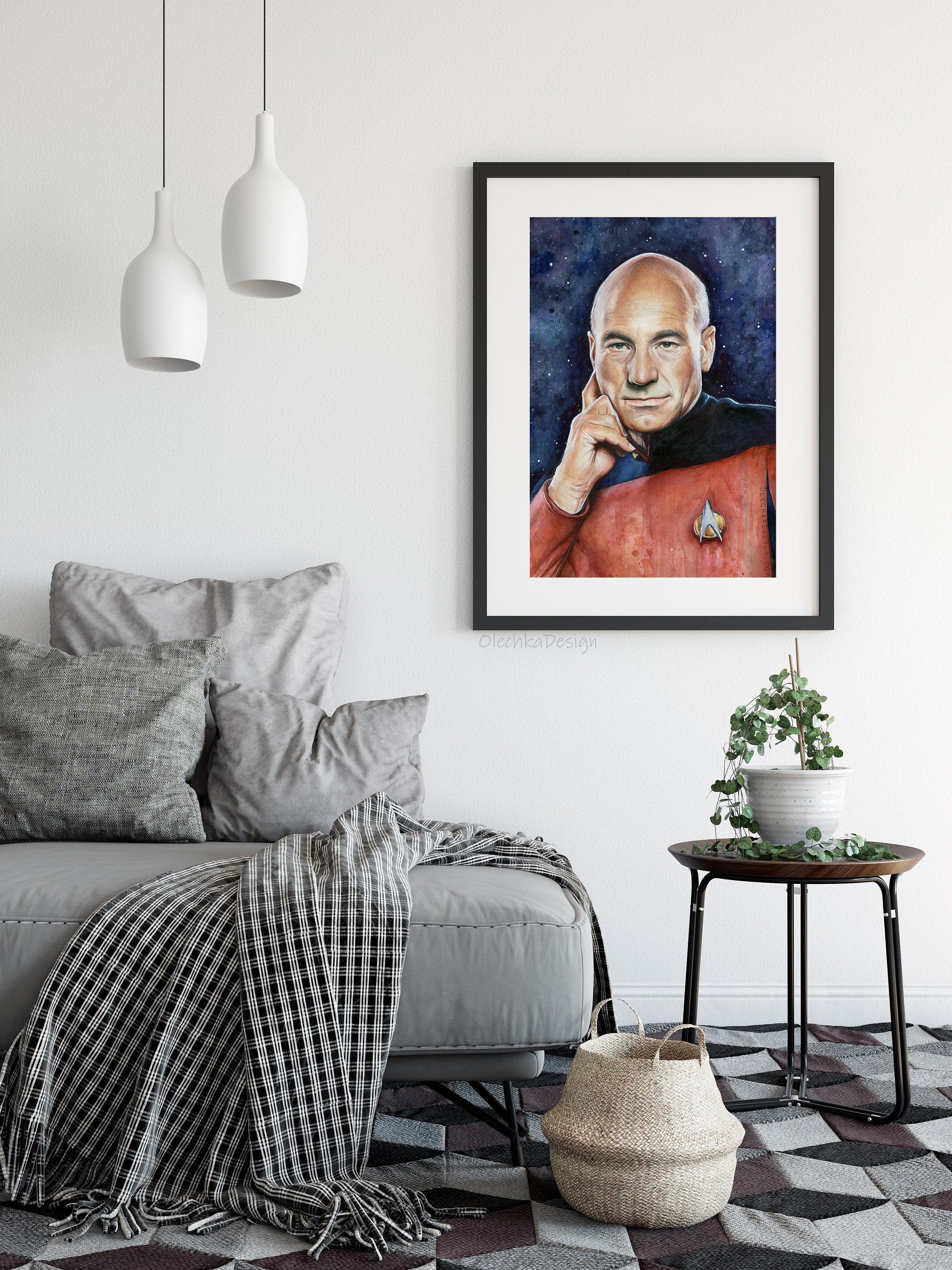 Captain Picard Portrait Gift Watercolor Painting Giclee Print - Etsy