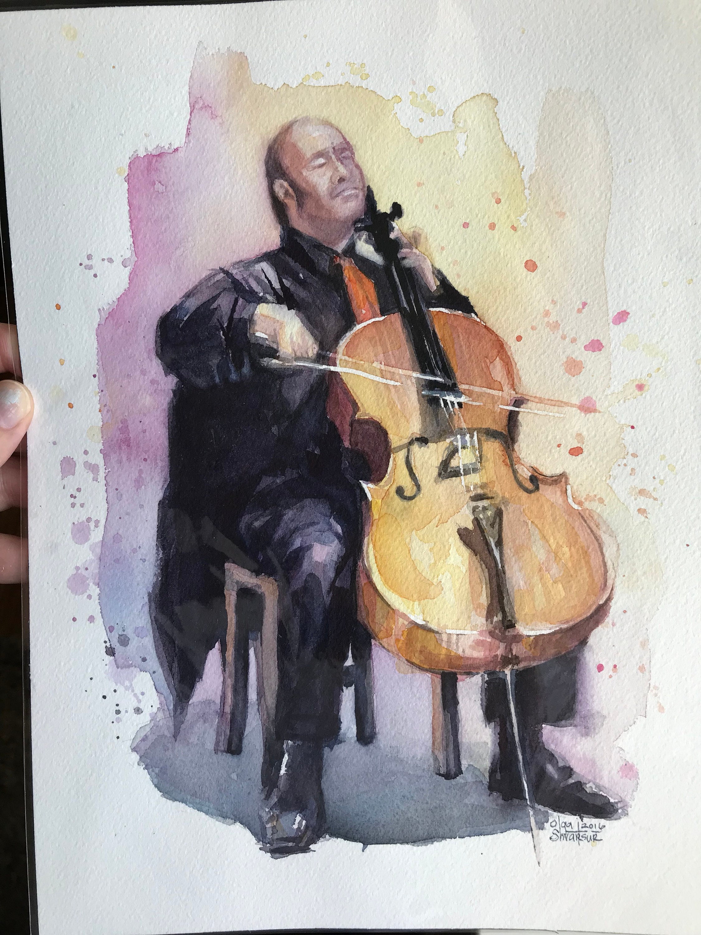 Cello Painting Cellist Watercolor Painting Musician - Etsy