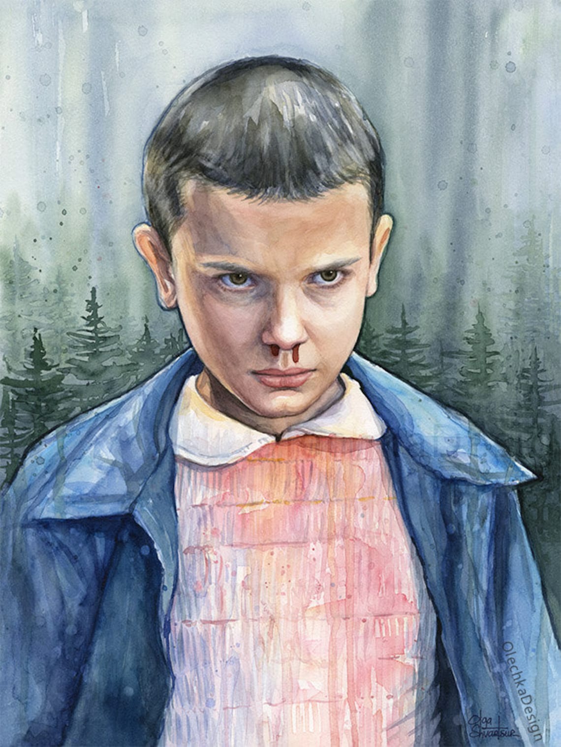Eleven Portrait Stranger Things Gift Stranger Things Art | Etsy