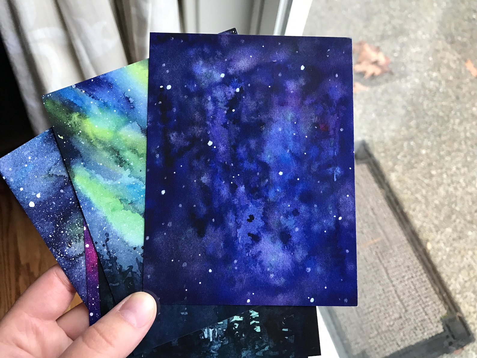 Galaxy Postcards Postcard Set Watercolor Cards Set of 5 | Etsy