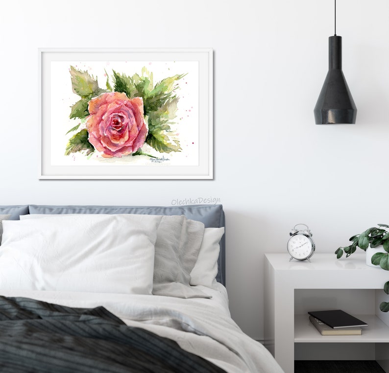 Rose Art Rose Print Rose Watercolor Floral Art Print Rose | Etsy