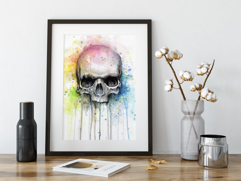Skull Art, Skull Print, Rainbow Skull, Skull Wall Art, Skull Gift ...