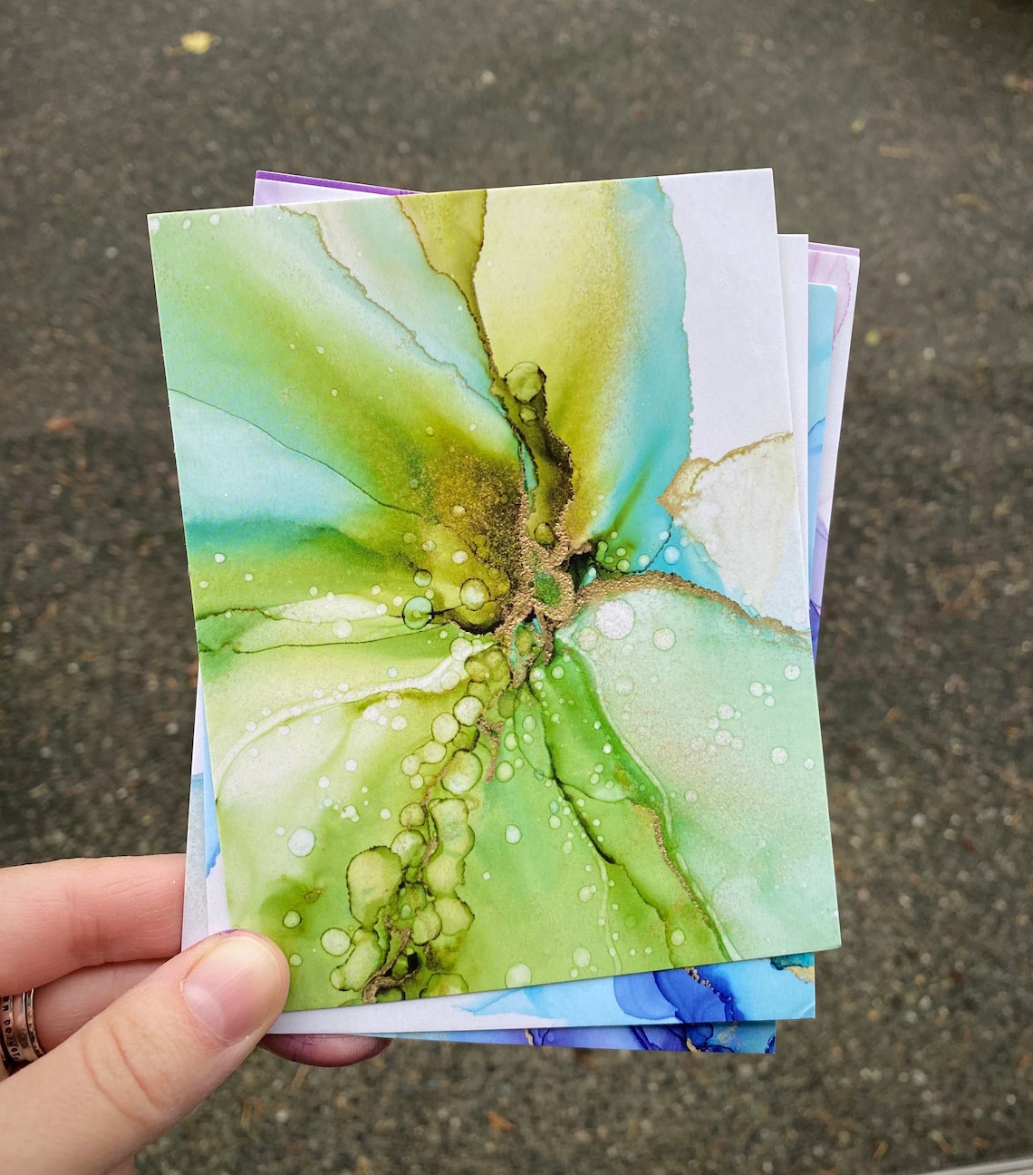 Abstract Art Postcards Set of 5 Cards Fluid Art Painting | Etsy