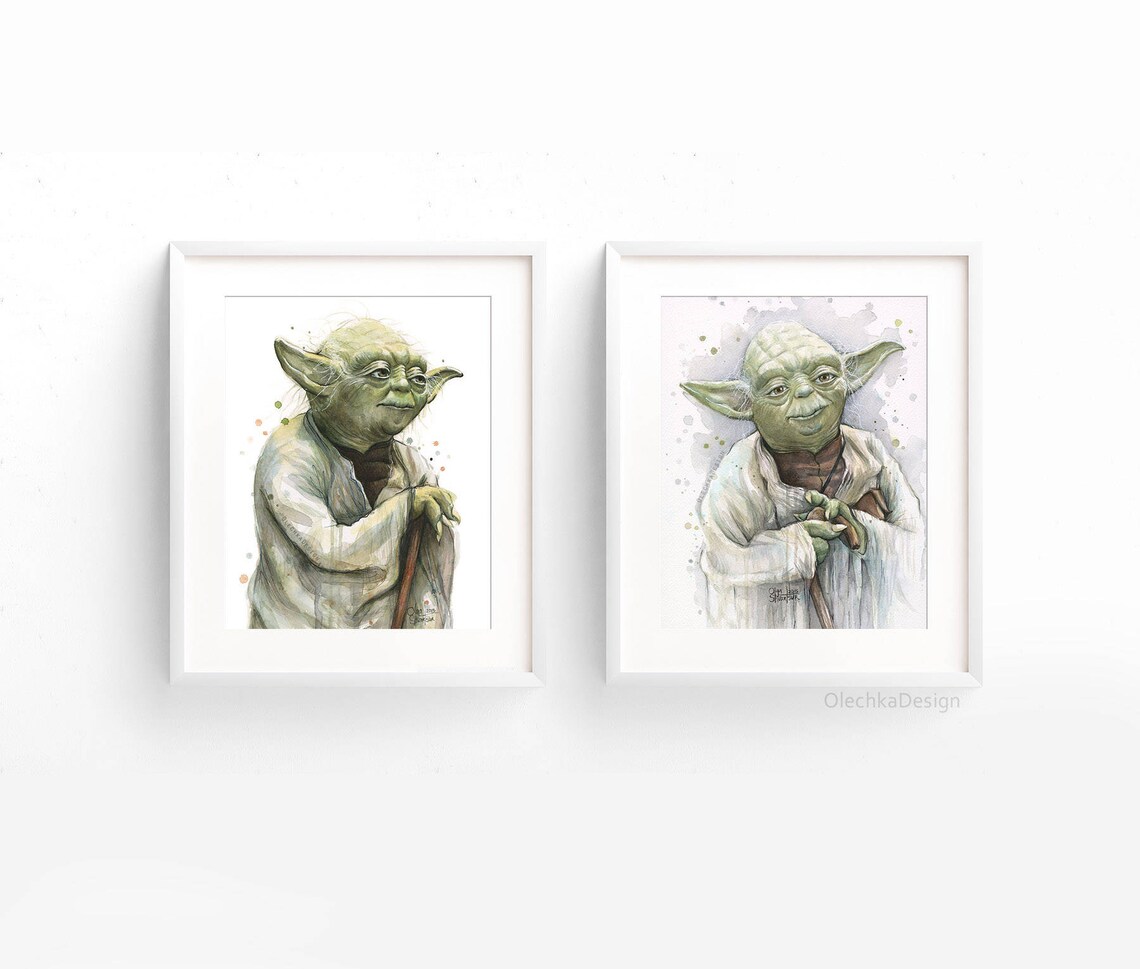 Yoda Art Yoda Prints Yoda Gift Yoda Wall Art Jedi Geek - Etsy