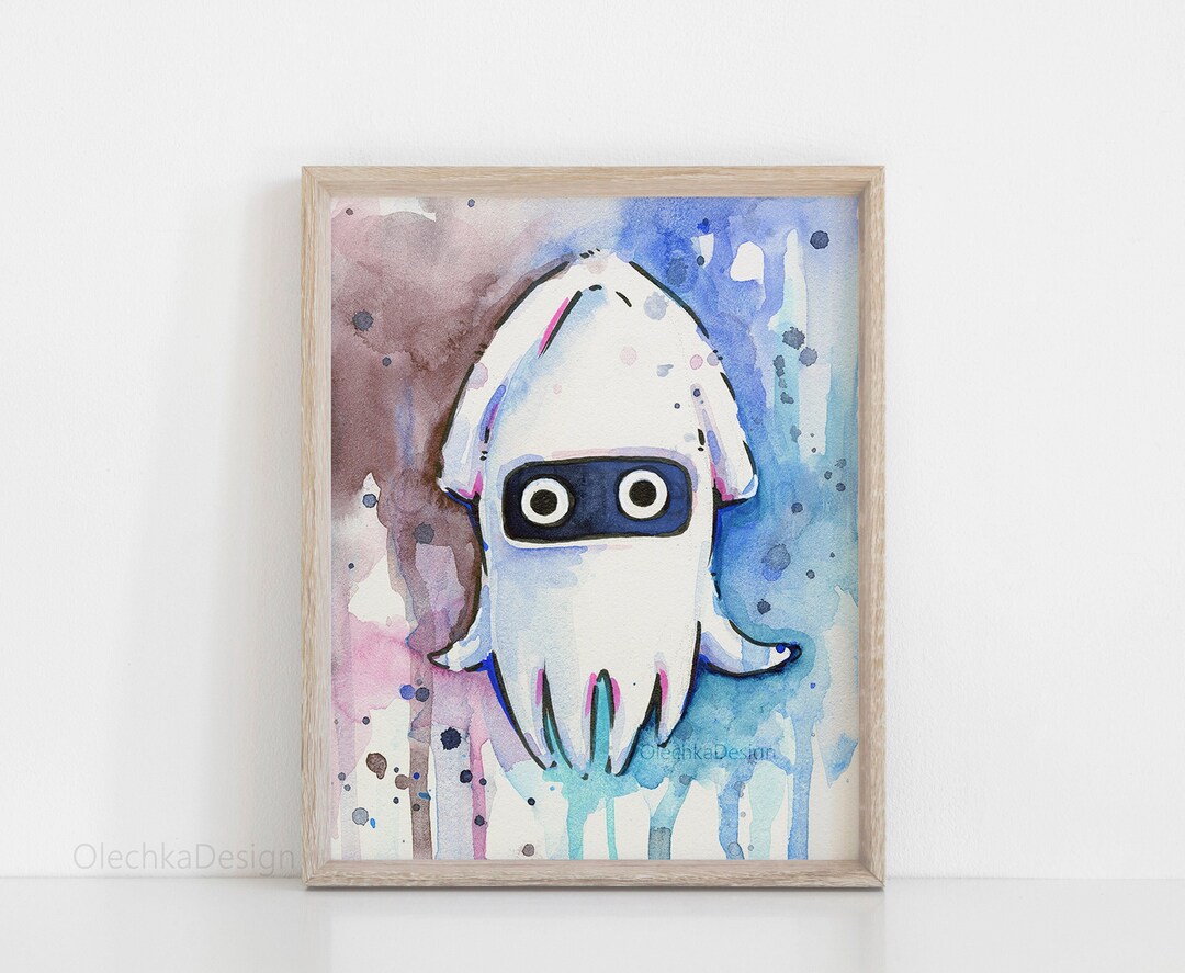 Blooper Watercolor Art Print, Mario Fan Art - Etsy