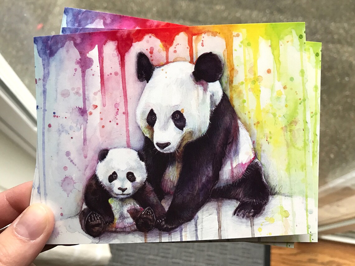 Postcards for Kids Rainbow Postcard Set Panda Postcards Mom - Etsy