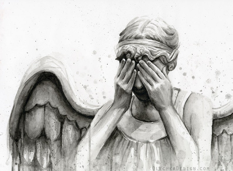Weeping Angels Art Print, Weeping Angels, Sci-fi Art, Doctor Who Print ...