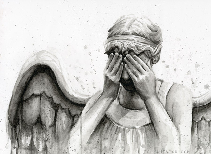 Weeping Angels Art Print, Weeping Angels, Sci-fi Art, Doctor Who Print ...