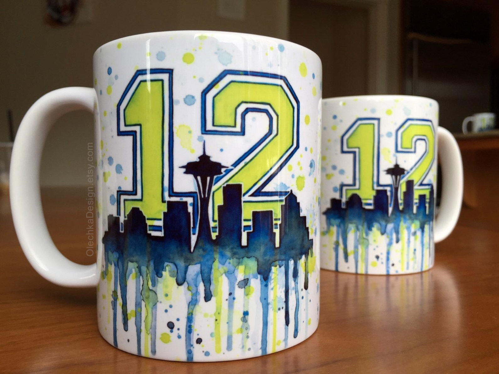 Seahawks Art Seattle 12th Man Fan Art Seattle Skyline Painting ...