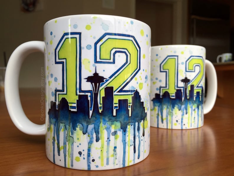 Seahawks Art Seattle 12th Man Fan Art Seattle Skyline Painting ...