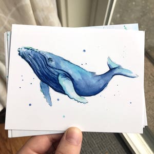 Postcards Set, Watercolor Cards, Sea Creatures, Dolphin Cards, Whales ...