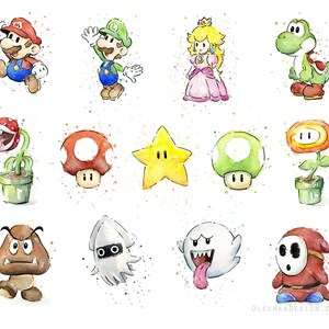 Blooper Squid, Watercolor Art Print, Mario Fan Art, Blooper Print, Geek ...