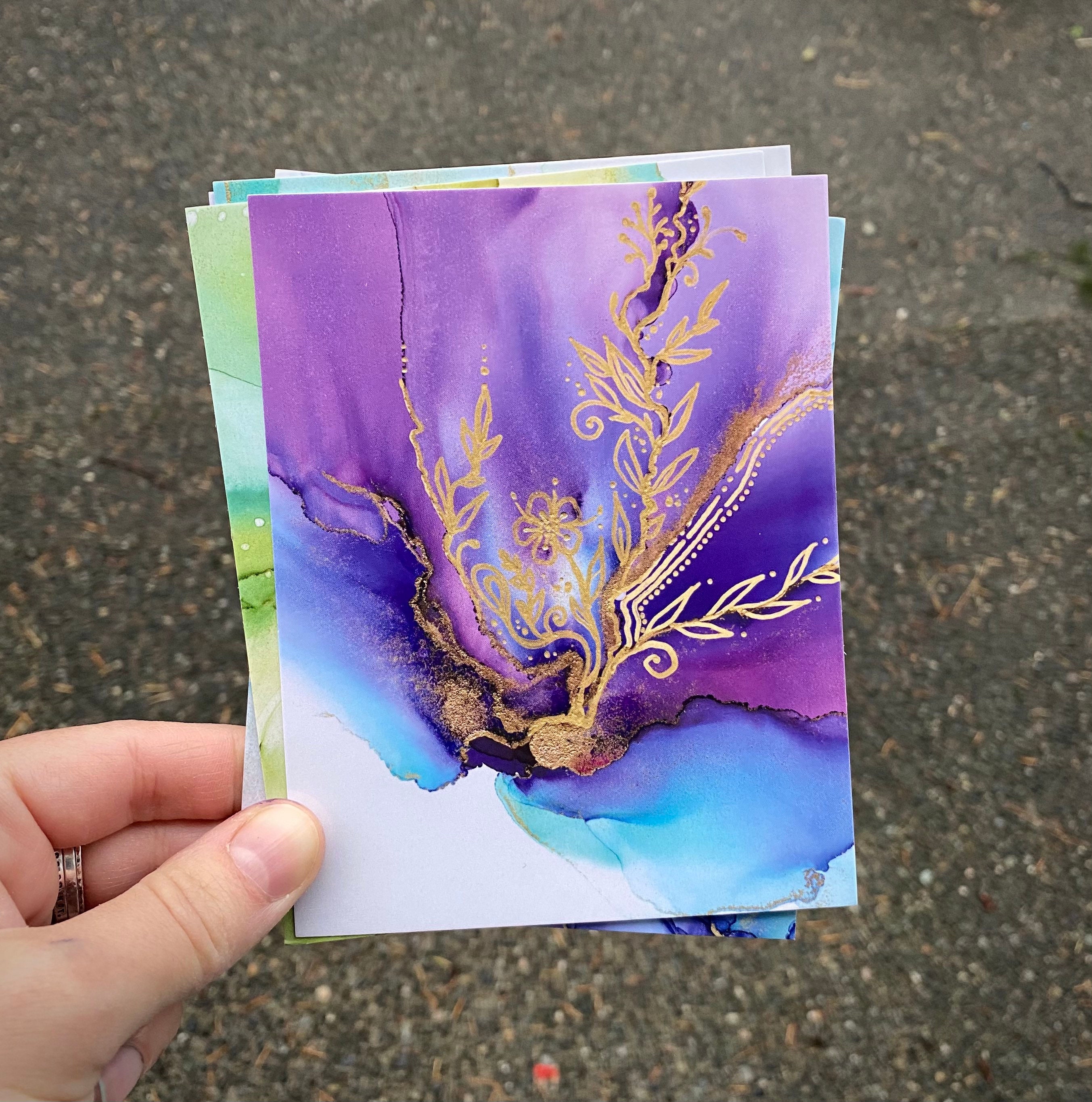 Abstract Art Postcards Set of 5 Cards Fluid Art Painting | Etsy