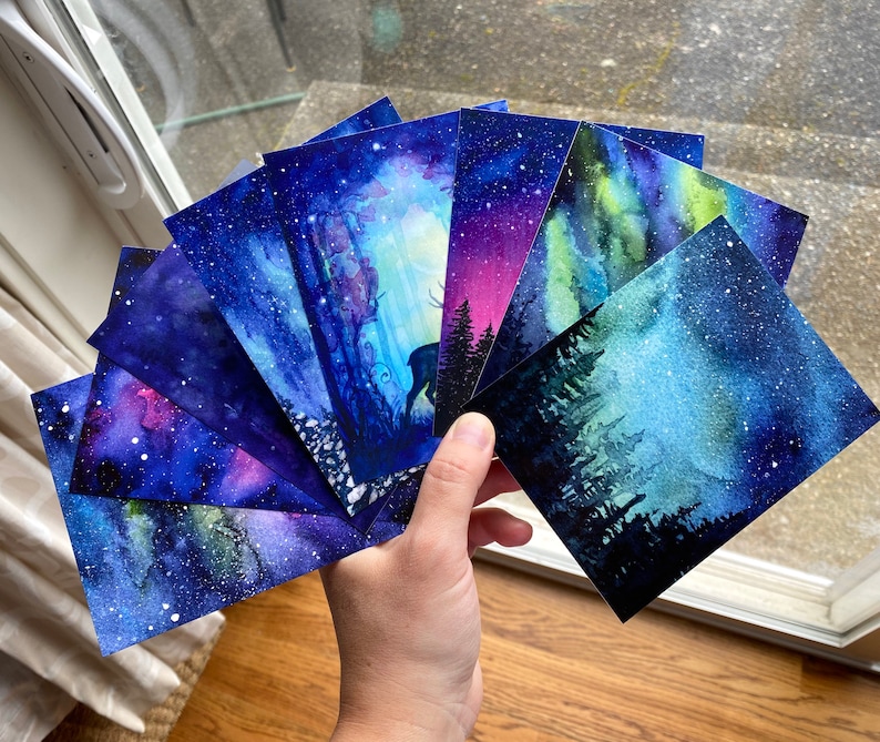 Galaxy Postcard Set, Set of 8 Postcards, Christmas Postcards, Postcard ...