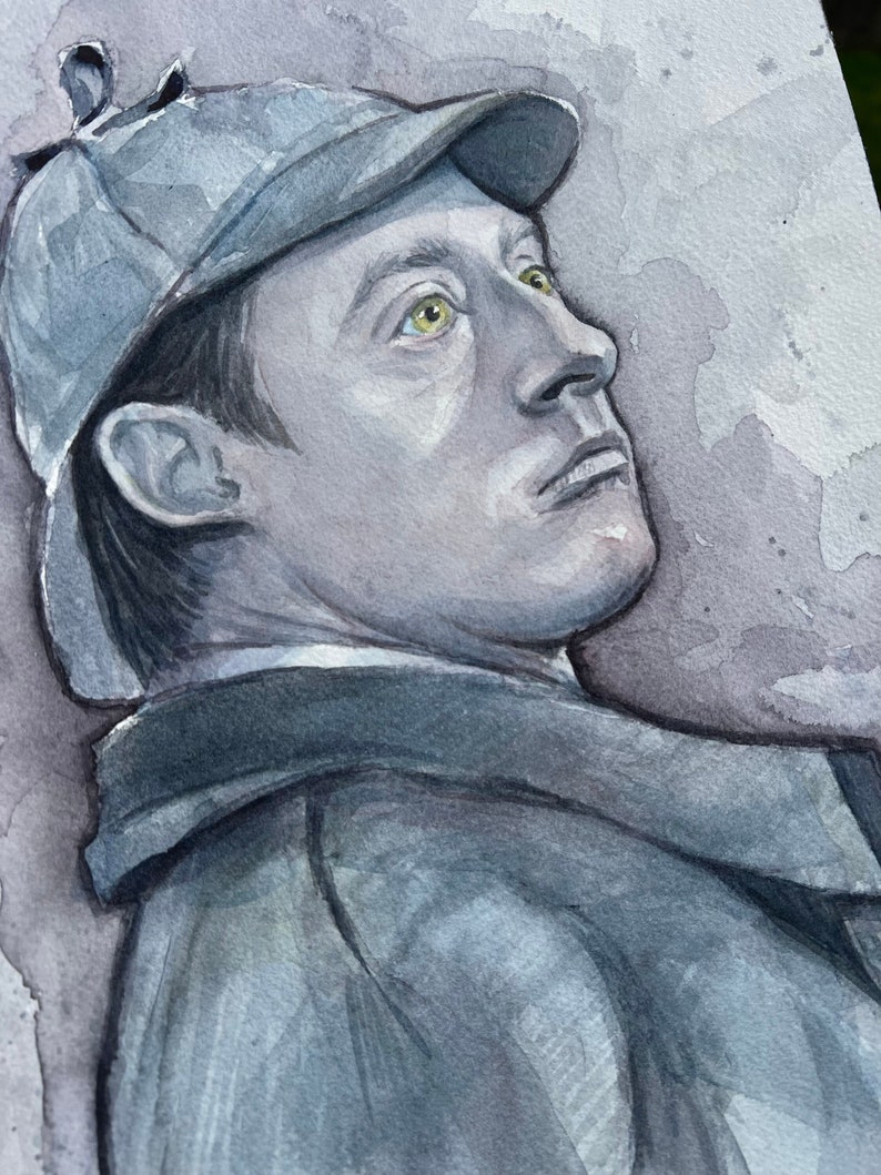 Data Portrait, Original Painting of Data as Sherlock, Brent Spiner Fan ...