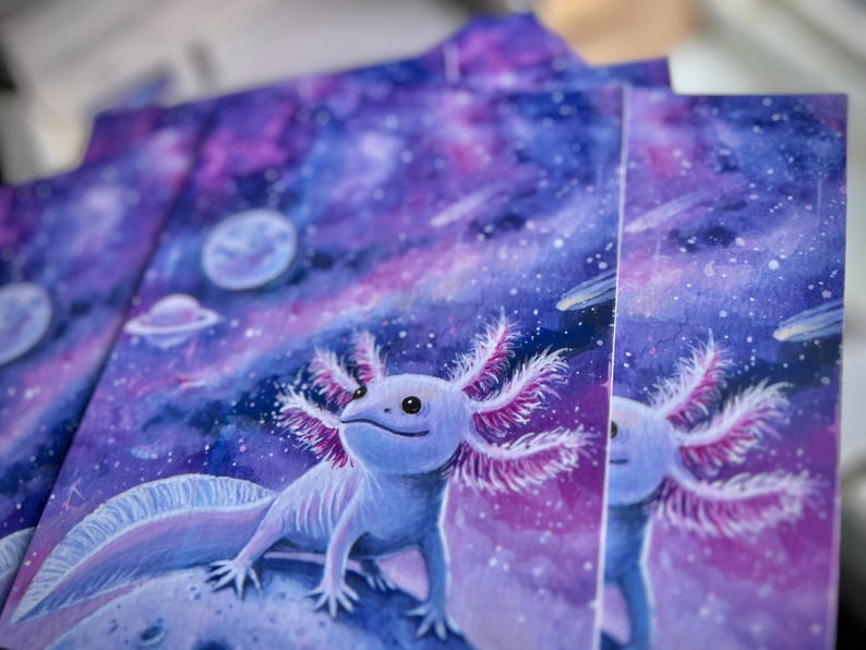 Axolotl in Space Postcards, Whimsical Axolotl Art, Axolotl Lovers Gift ...