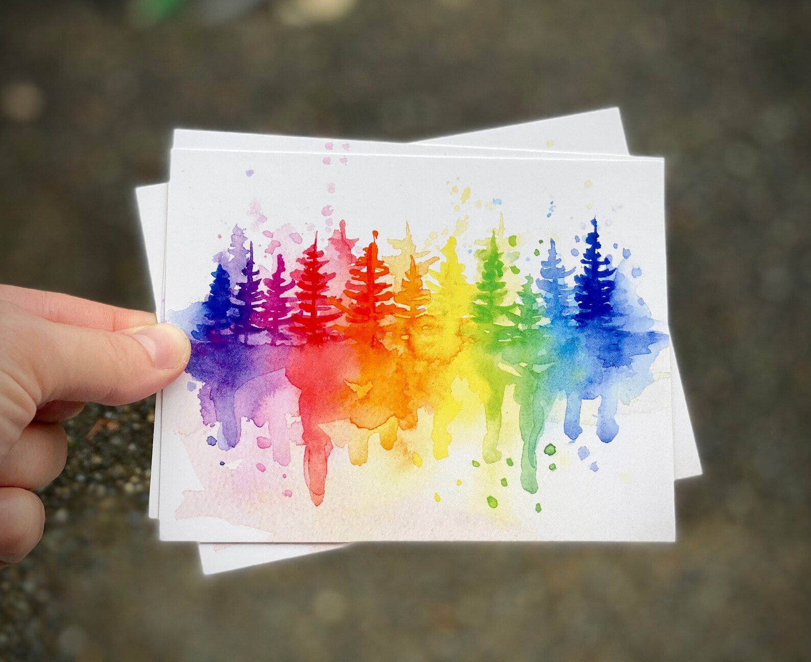 Rainbow Forest Postcards Colorful Postcards Rainbow Trees - Etsy