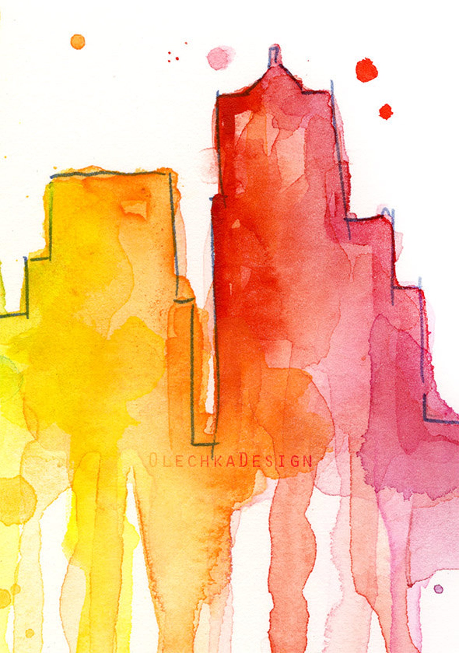 Seattle Wall Art, Seattle Rainbow, Seattle Watercolor Rainbow Painting ...