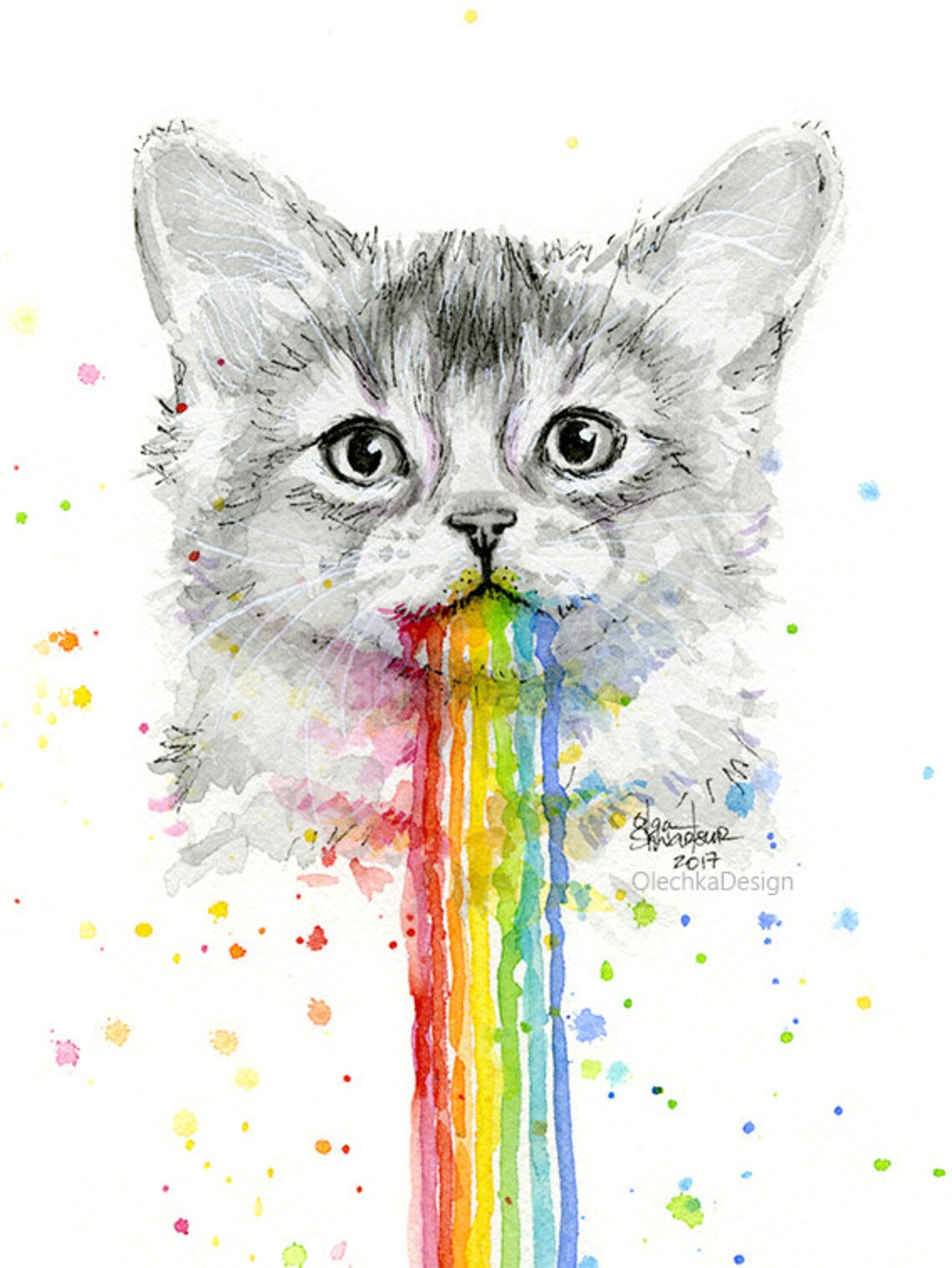 Rainbow Puking Cats Cat Wall Art Cat Art Prints Cat Print | Etsy