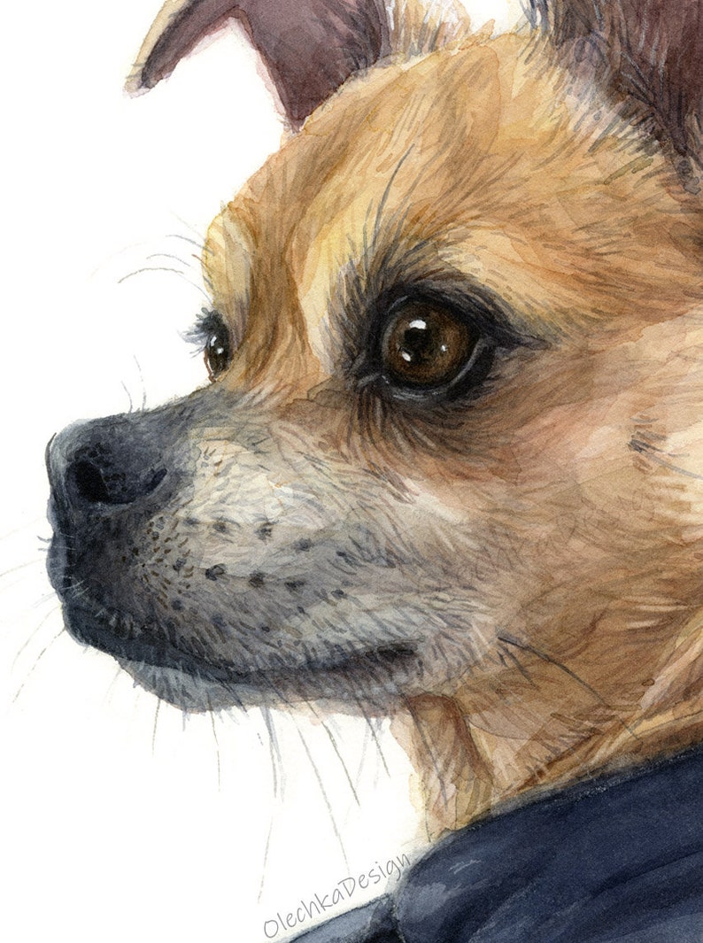 Chug Dog, Chug Portrait, Dog Watercolor, Dog Art, Dog Print, Chihuahua ...