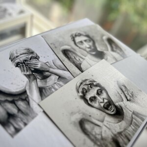 Weeping Angels Watercolor Postcards, Dr Who Fan Art, Set of 3 - Etsy