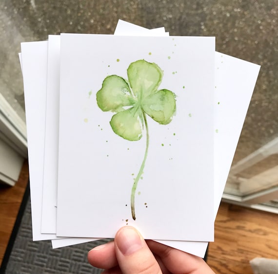 Postcards Clover Postcards Four Leaf Clover Cards St | Etsy