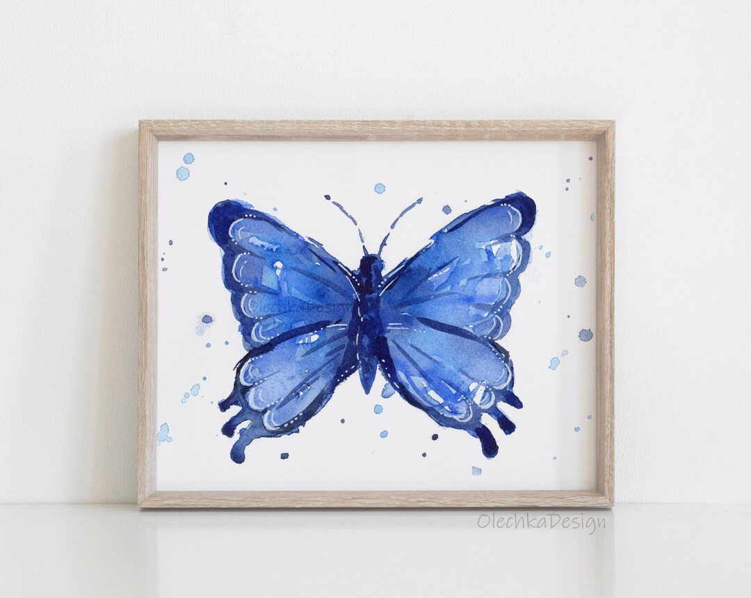 Butterfly Art, Blue Butterfly Print, Blue Butterflies, Butterfly ...
