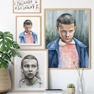 Stranger Things Print, Eleven Portrait, Watercolor Art Print, Stranger ...