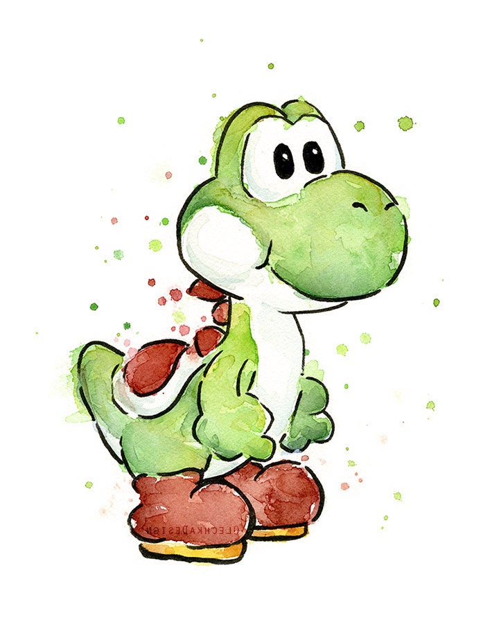 Mario and Yoshi Watercolor Art Print Set, Video Game Art - Etsy