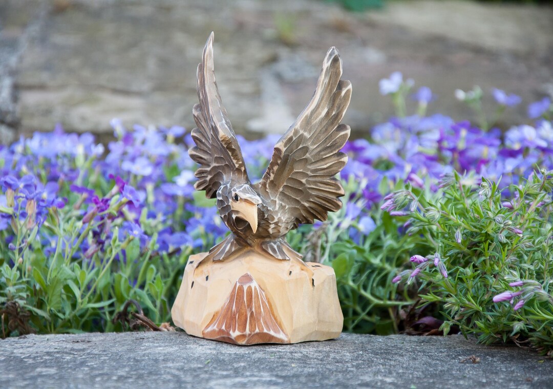 Small Eagle Statuette. Wooden Eagle Figure. Wood Eagle Sculpture ...
