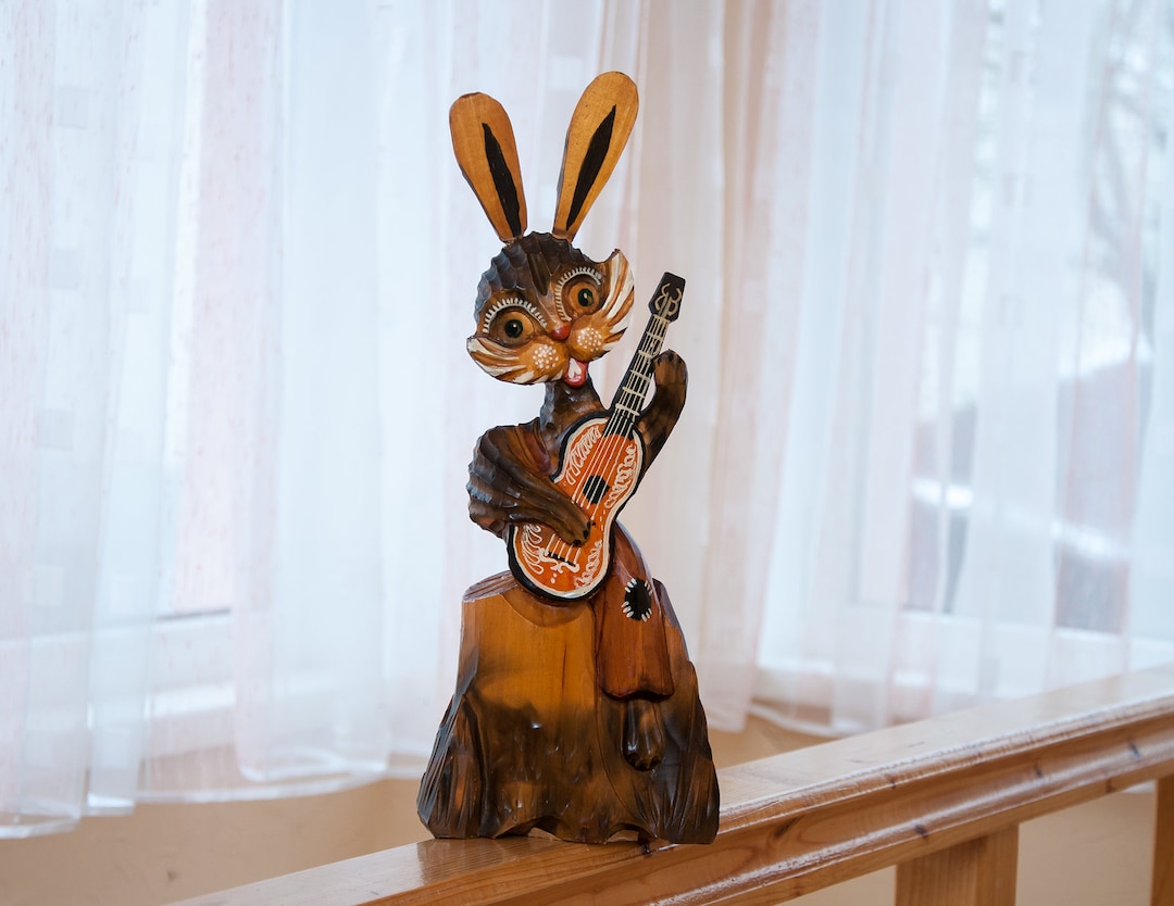 Large Wooden Hare Figure Wood Hare Sculpture Wooden Hare Statue Hand ...